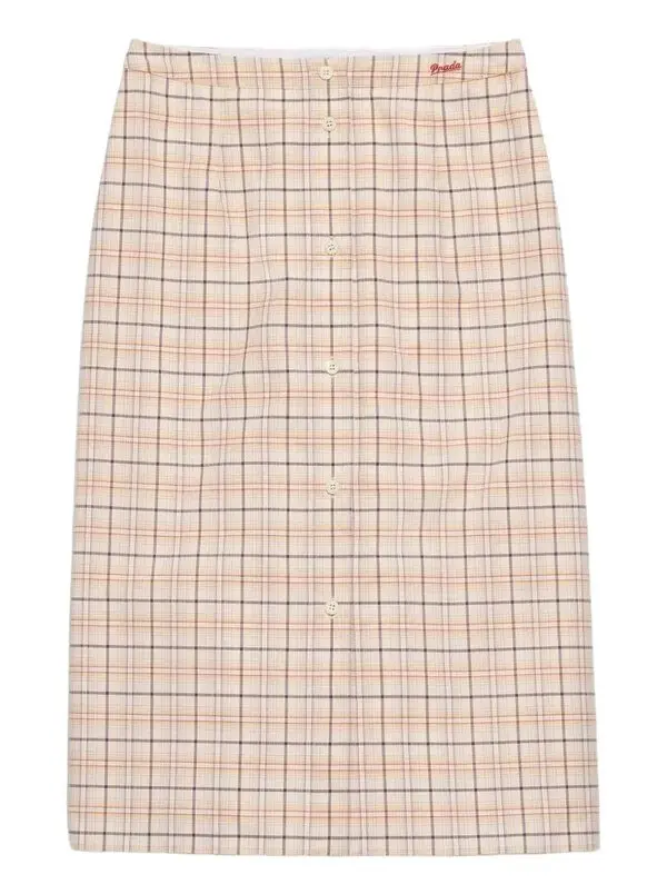 Prada Cotton Check Pencil Skirt - Multicolor