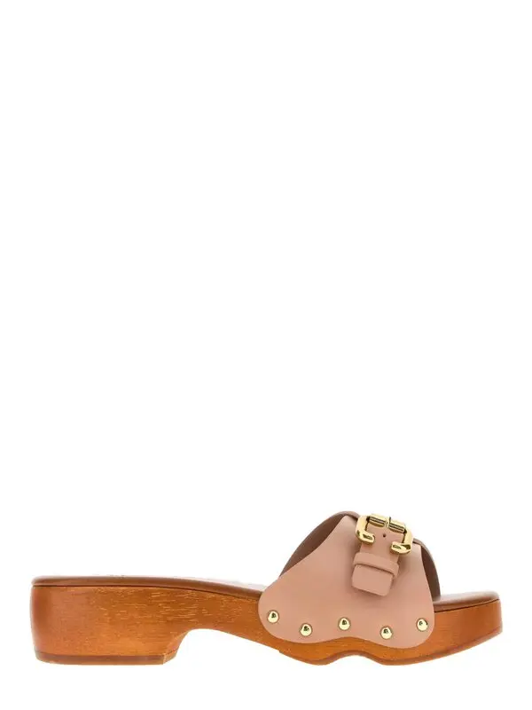 Chloé Powder Leather Jeanette Clogs - Pink