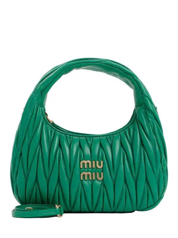 Miu Miu Small Wander Matelassé Hobo Bag - Green
