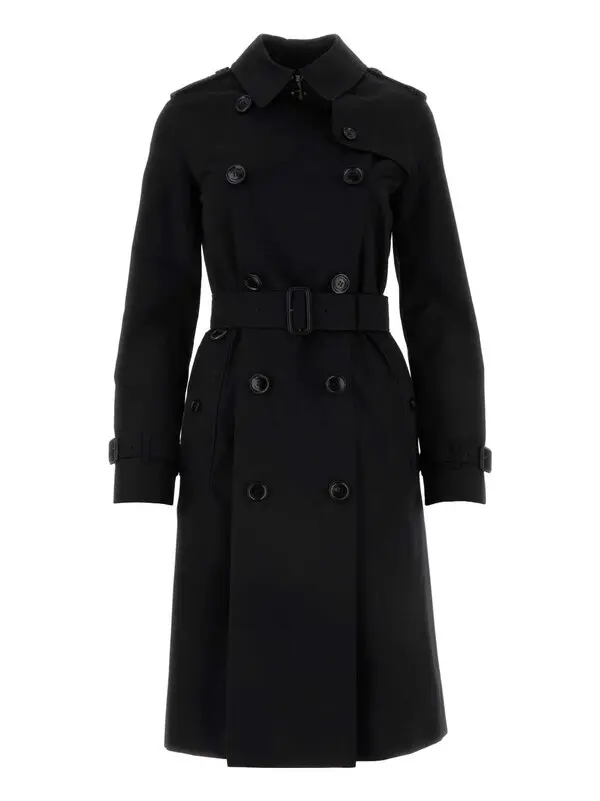 Burberry Gabardine Heritage Kensington Trench Coat - Black
