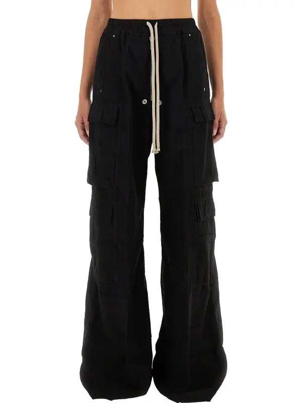 Rick Owens Wide Leg Double Cargo Jumbo Belas Pants - Black