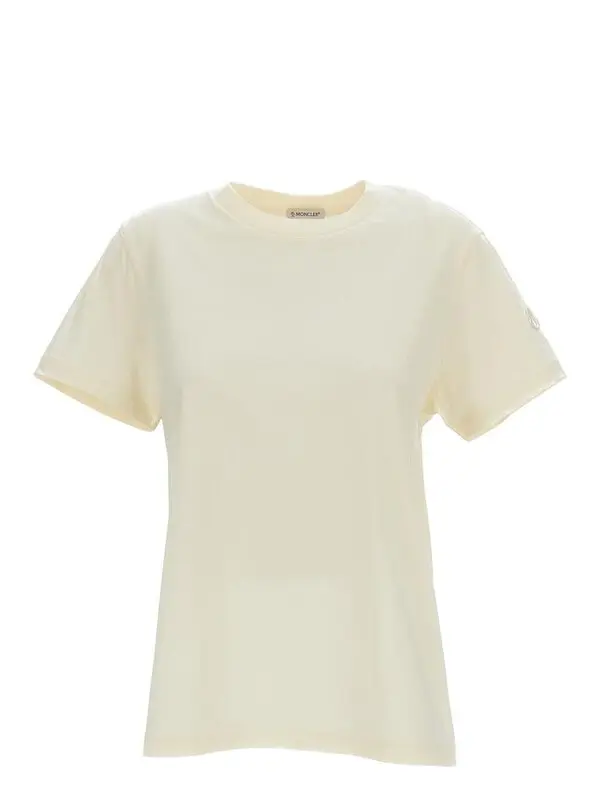 Moncler Short Sleeve Embroidered Logo T-shirt - Multicolor