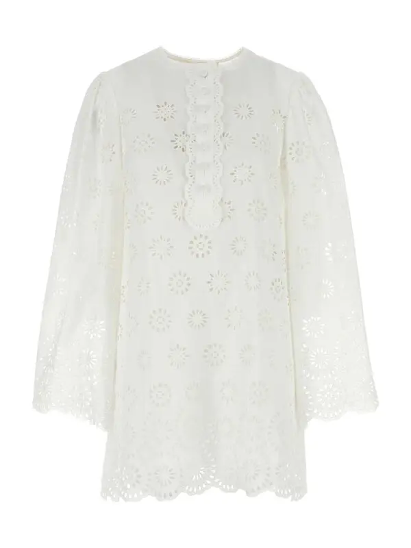 Chloé Broderie Anglaise Mini Dress - White