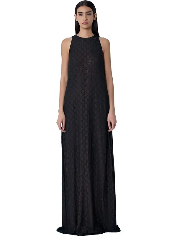 Gucci Silk Maxi Dress With Embellished Finish - Black