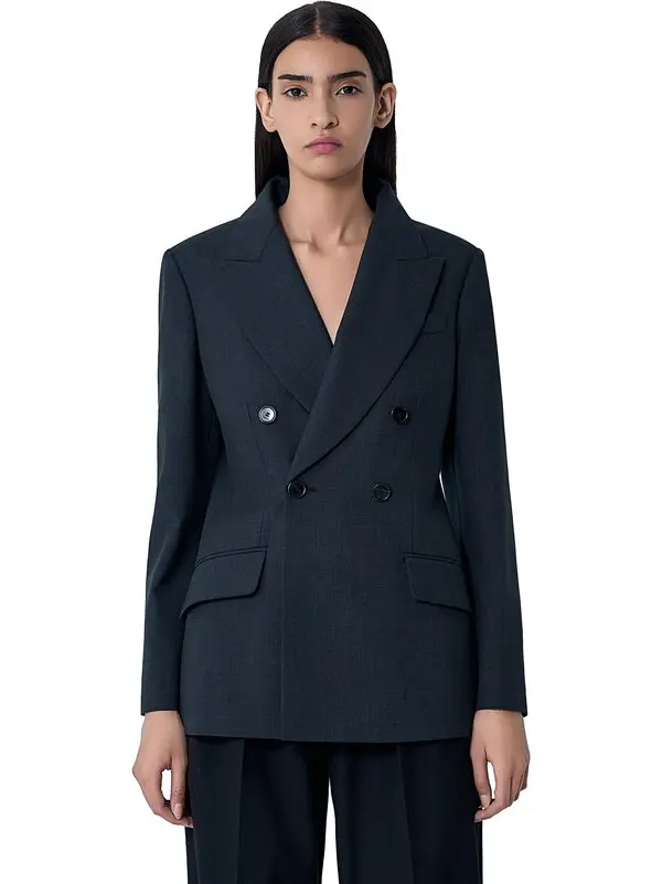 Gucci Double-breasted Wool Blazer With Notched Lapels - Black