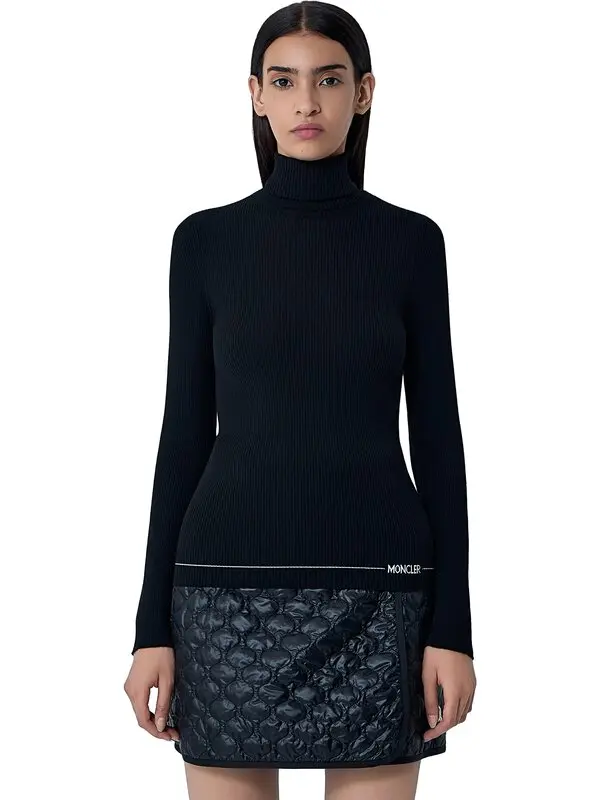 Moncler Ribbed Wool High-neck Sweater - Black