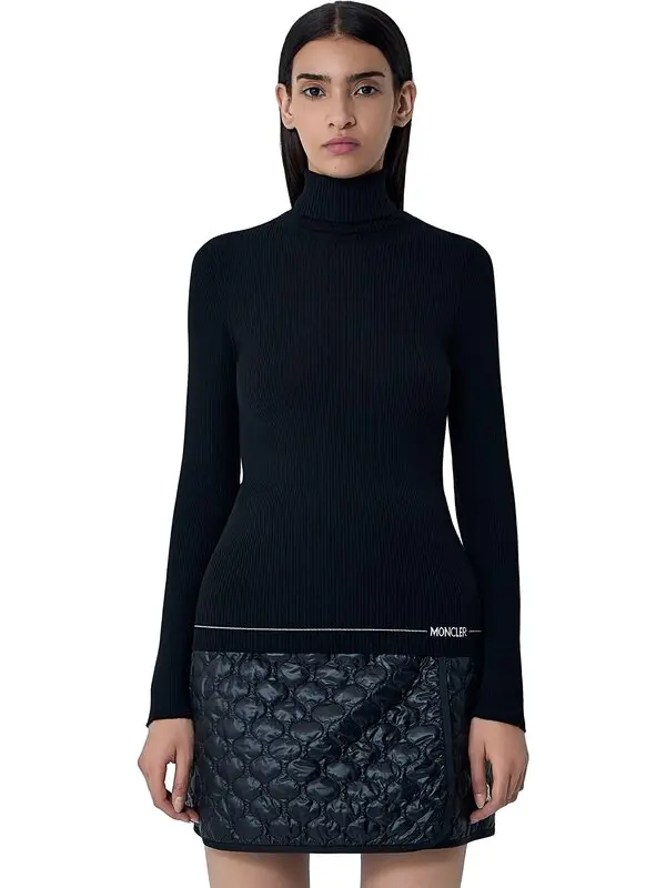 Moncler Ribbed Wool High-neck Sweater - Black