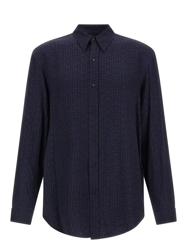 Balmain Jacquard Monogram Shirt - Blue