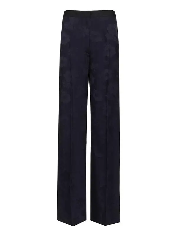 FORTE_FORTE Floral Jacquard High Waist Straight Leg Trousers - Blue