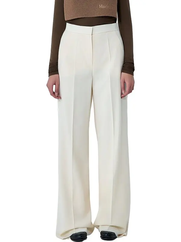 Max Mara High-rise Tailored Wool Grain-de-poudre Pants - Multicolor