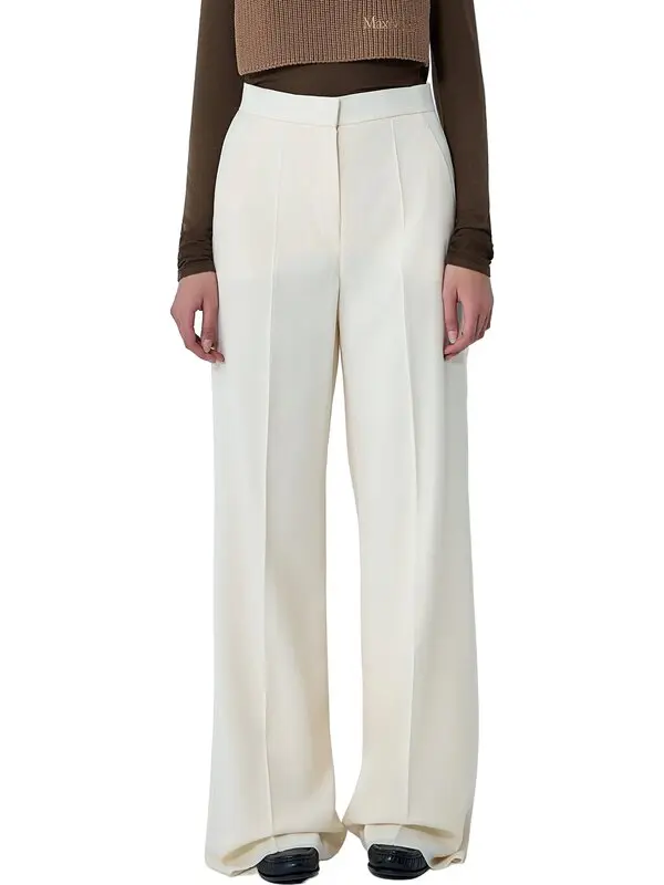 Max Mara High-rise Tailored Wool Grain-de-poudre Pants - Multicolor