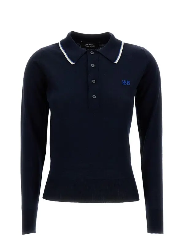 WALES BONNER John Smedley Long Sleeve Merino Wool Polo - Multicolor