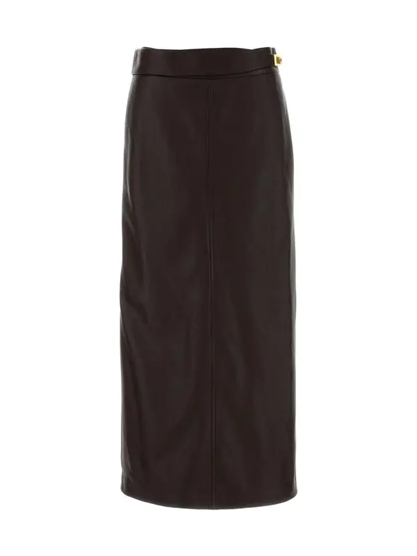FERRAGAMO Dark Leather Skirt - Brown