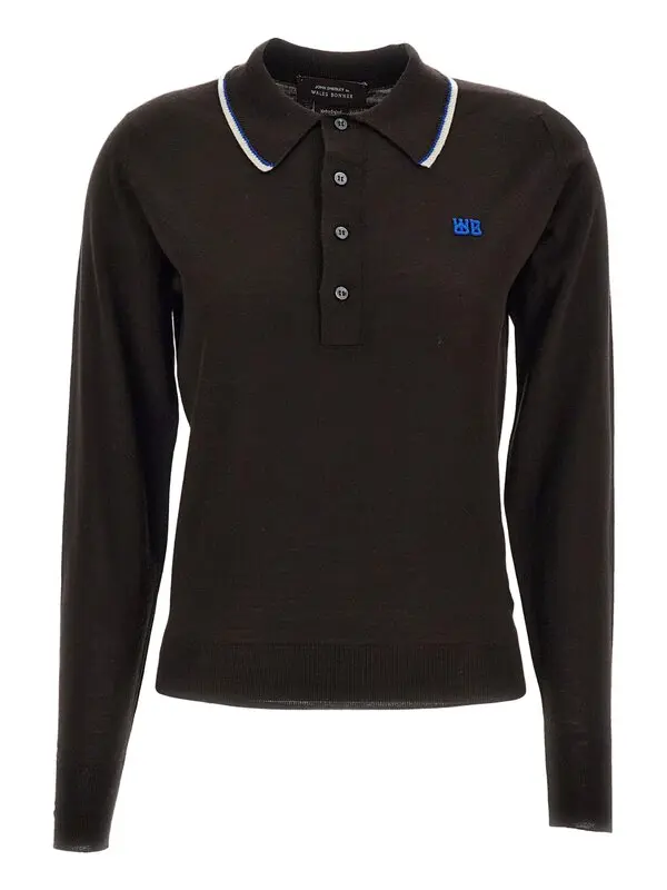 WALES BONNER John Smedley For Long-sleeved Merino Wool Polo - Multicolor