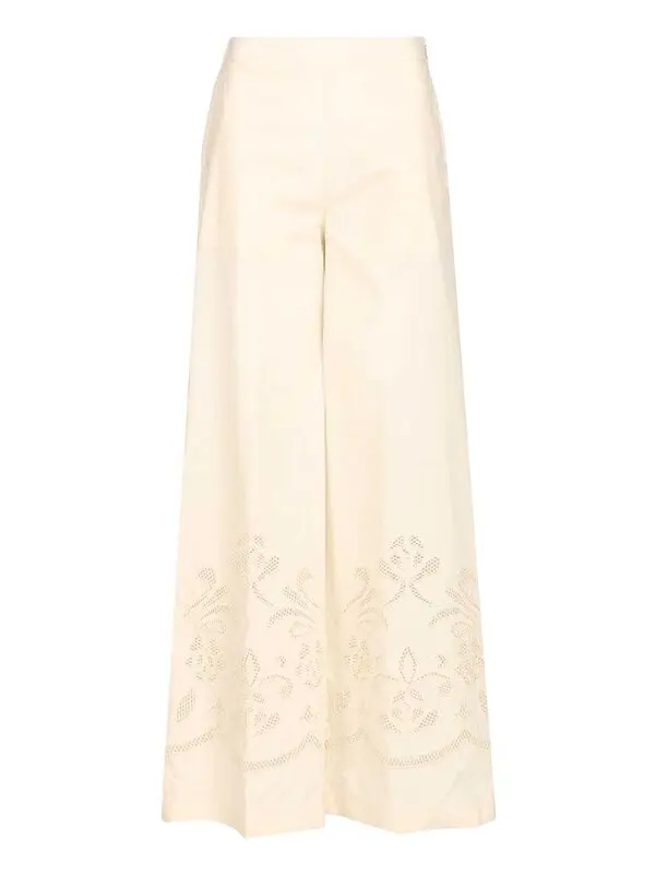 FORTE_FORTE Lunamaris" Cropped Popline Trousers With Embroidery - White