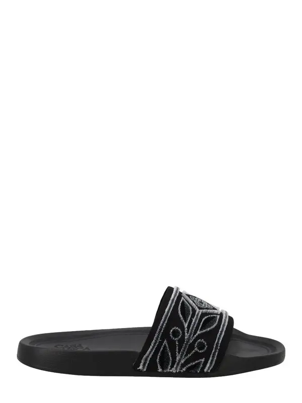 Casablanca Embroidered Slide - Black
