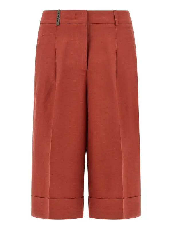 Peserico Linen Viscose Bermuda Shorts - Red