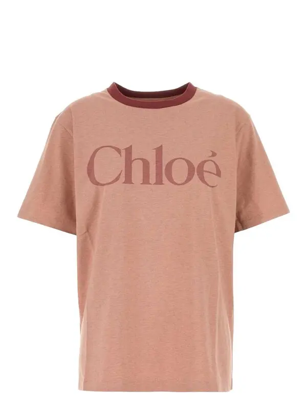 Chloé Melange Cotton T-shirt - Pink