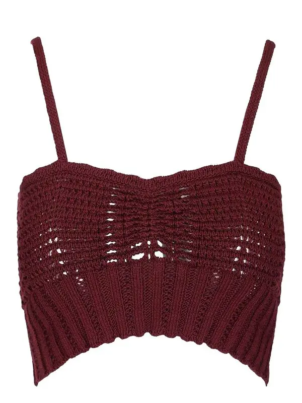 FORTE_FORTE Cropped Crochet Cotton Tank Top With Mother-of-pearl Buttons - Multicolor