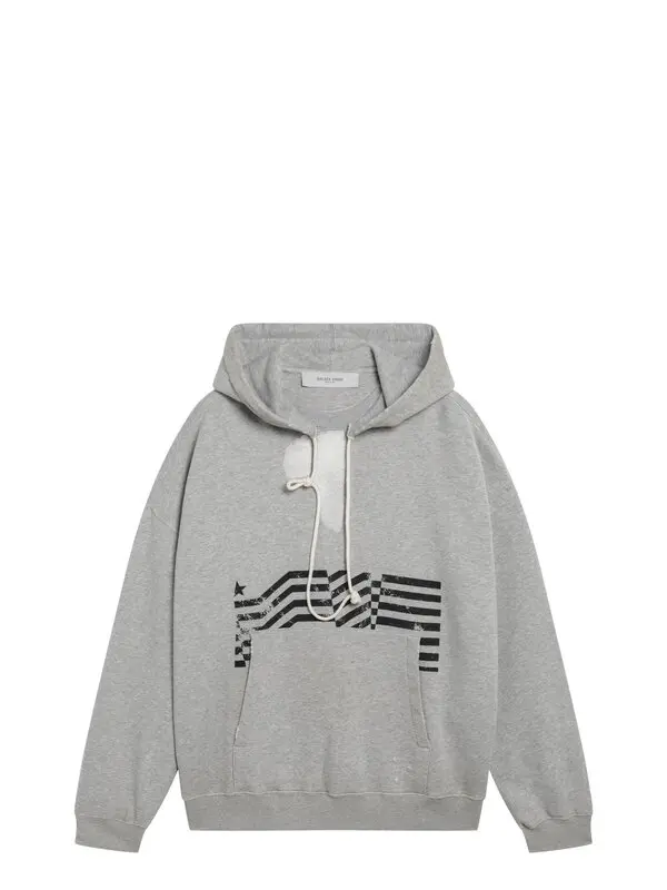 GOLDEN GOOSE Journey" Graphic Print Fleece Hoodie - Gray