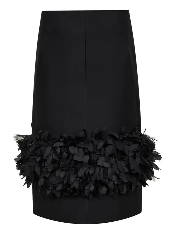 TOTEME Black Wool And Silk Petal Midi Skirt - Multicolor