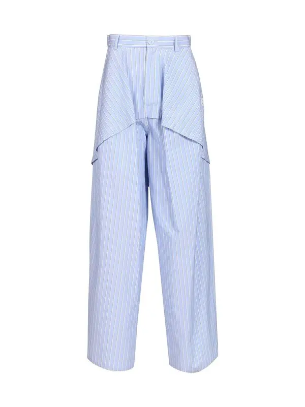 Loewe Asymmetric Paneled Cotton Poplin Trousers - Blue