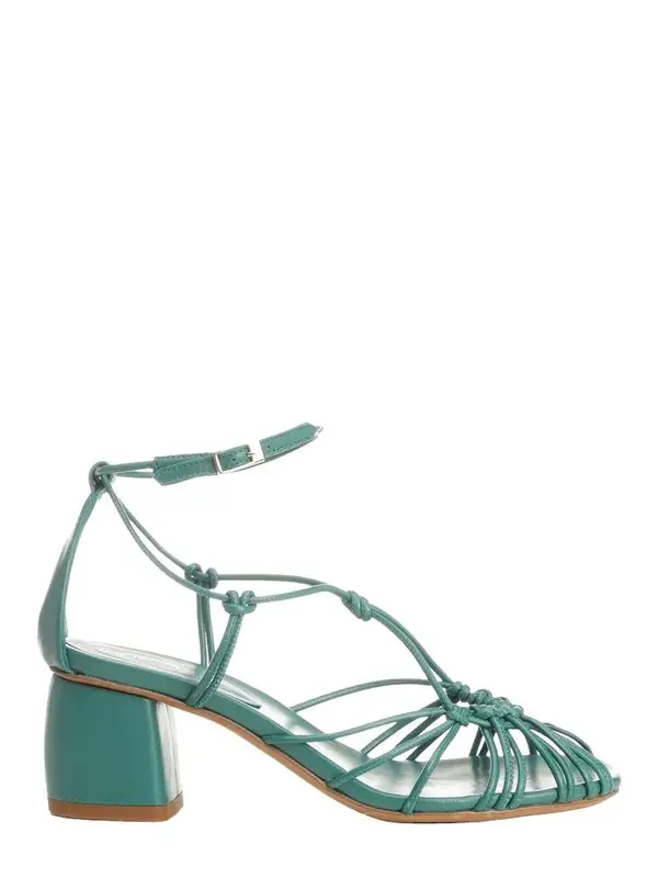 FORTE_FORTE Leather Strappy Block Heel Sandals - Green