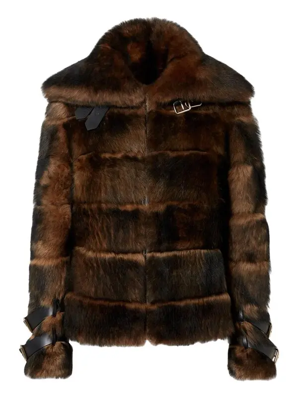 Fendi Brown Backed Sheepskin And Nappa Jacket - Multicolor