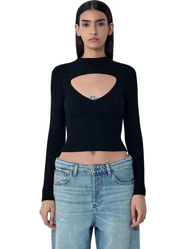 DIESEL® Wool Knit Cut-out Sweater - Black