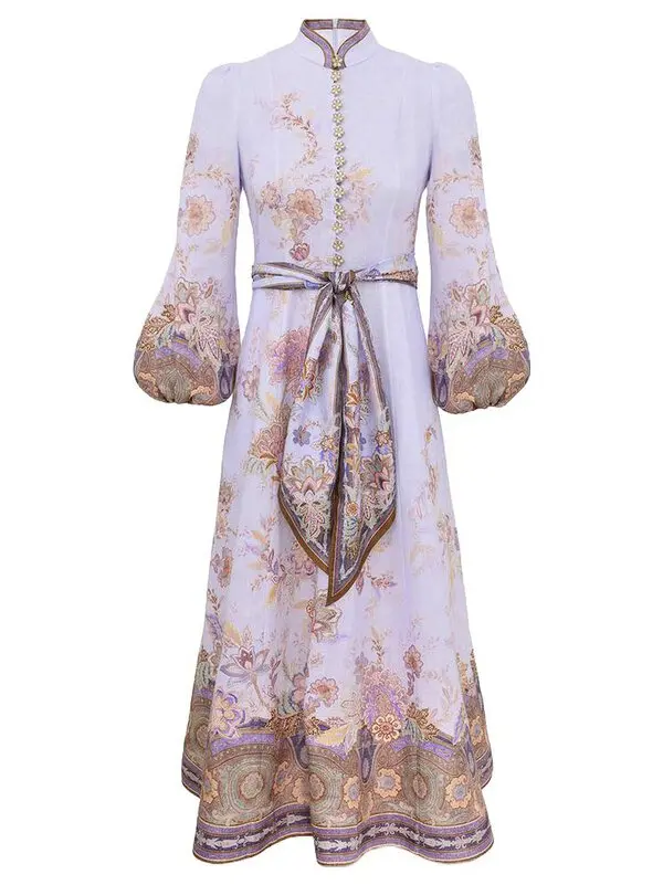 Zimmermann Midi Dress In Linen - Blue