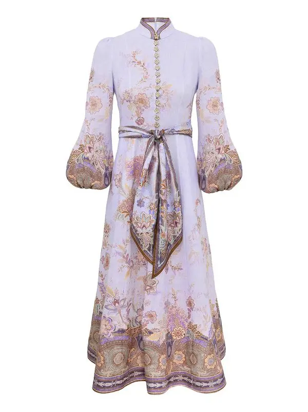Zimmermann Midi Dress In Linen - Multicolor