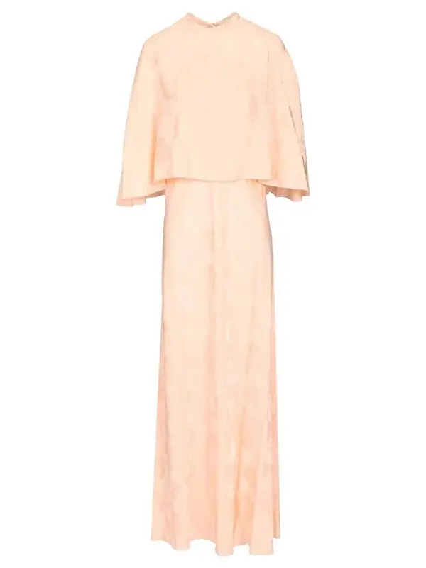 FORTE_FORTE Fluid Bouquet Jacquard Bias Maxi Dress With Cape Effect - Multicolor