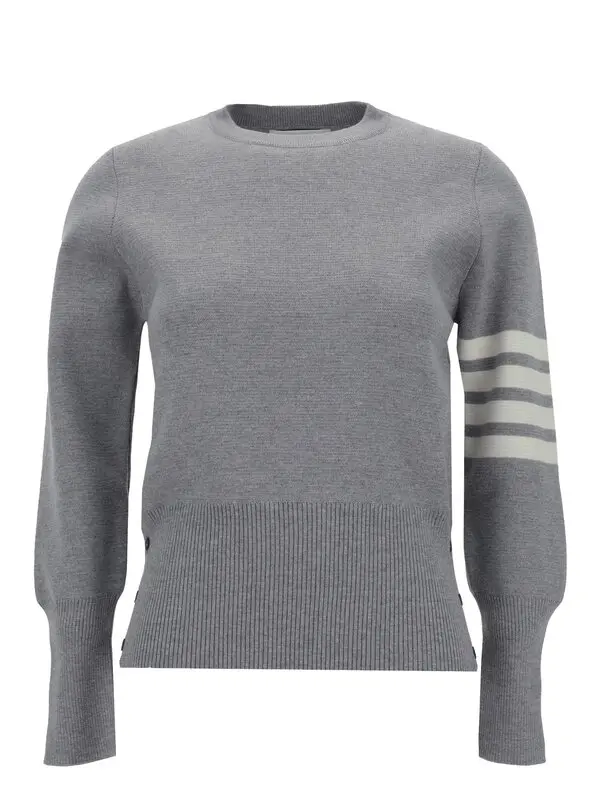 Thom Browne Virgin Wool Sweater With Button Detail - Gray
