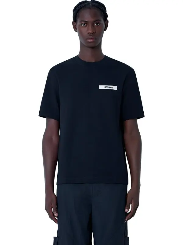 Jacquemus Le T-shirt Gros Grain Logo Cotton Jersey T-shirt - Black