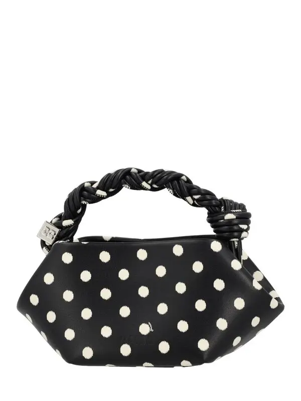 GANNI Mini Bou Bag With Twisted Handle And Polka Dot Pattern - Black