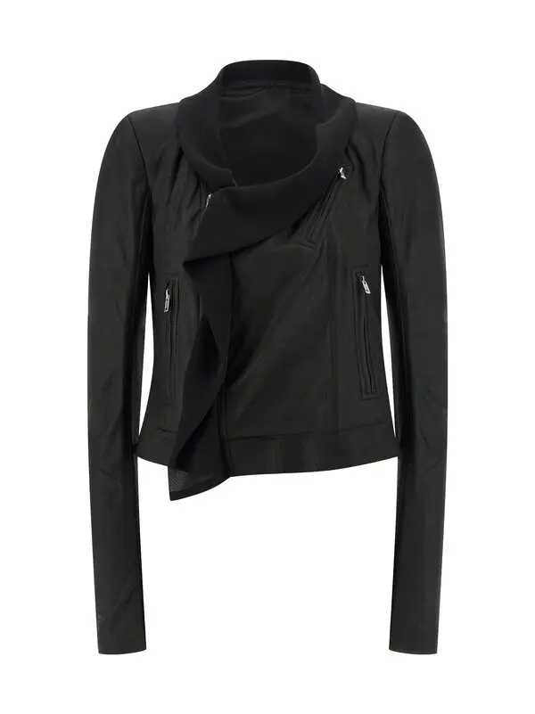 Rick Owens Scarf Biker Jacket - Black