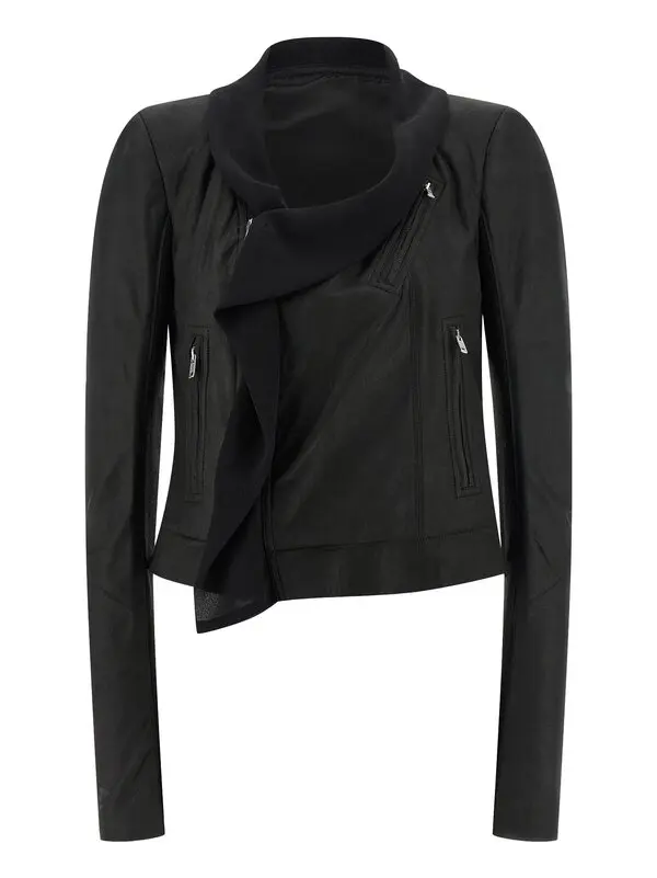Rick Owens Scarf Biker Jacket - Black
