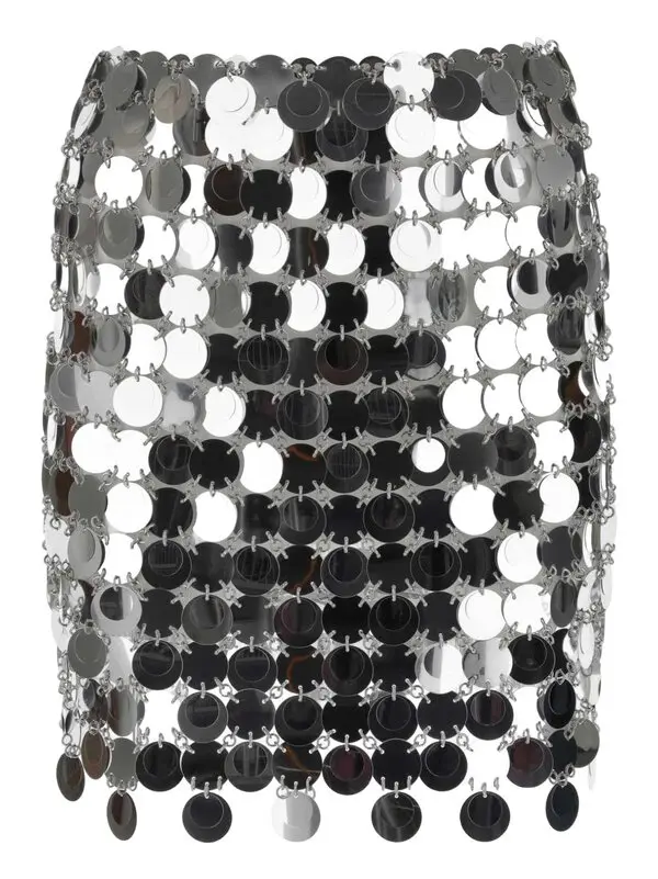 Rabanne Maxi Sequins Mini Skirt - Silver