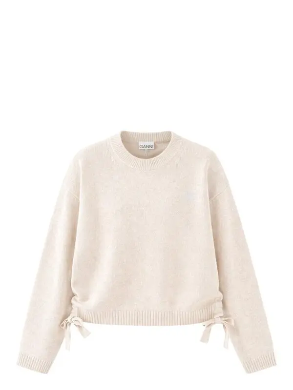 GANNI Oversized Wool-viscose Jersey With Logo - Cream