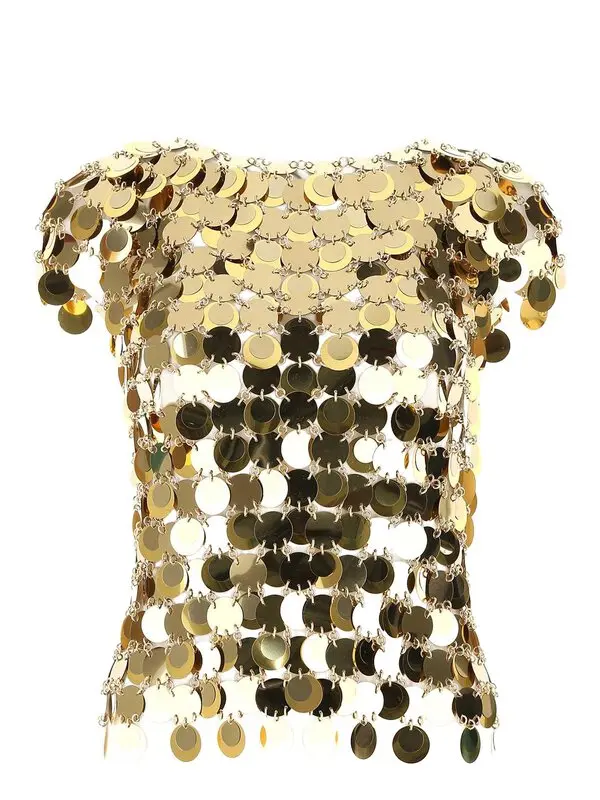 Rabanne Gold Sequined Top - Silver