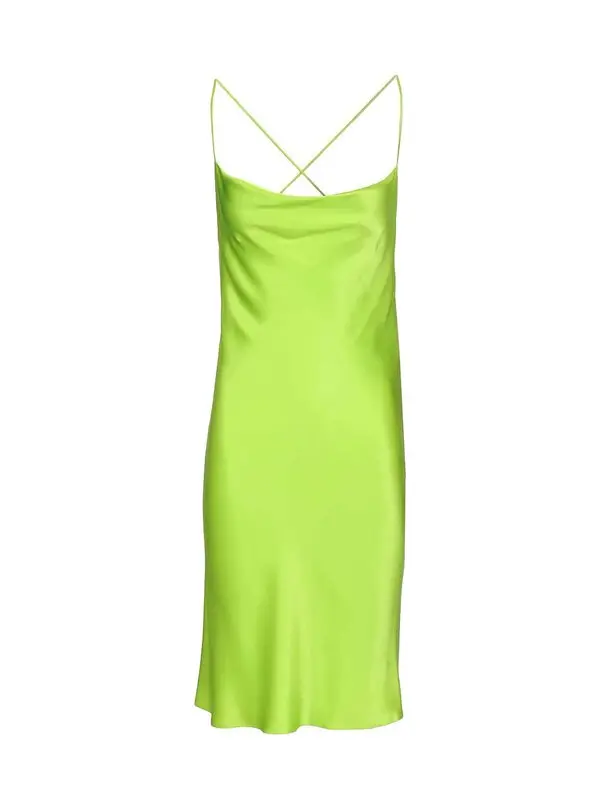 Saint Laurent Silk Satin Cowl Neck Backless Dress - Green