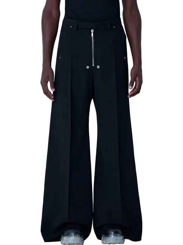 Rick Owens Tailored Wide Leg Wool Pants - Black