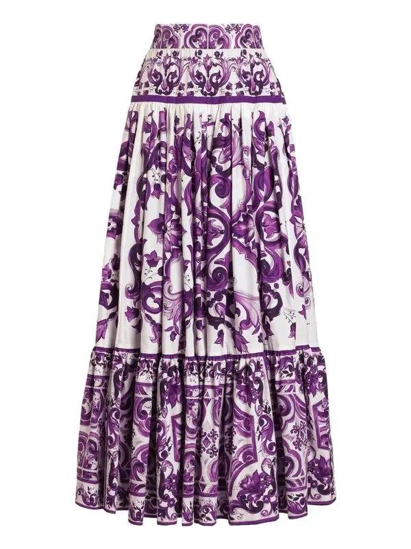 Dolce & Gabbana Long Skirt With Majolica Print - Multicolor