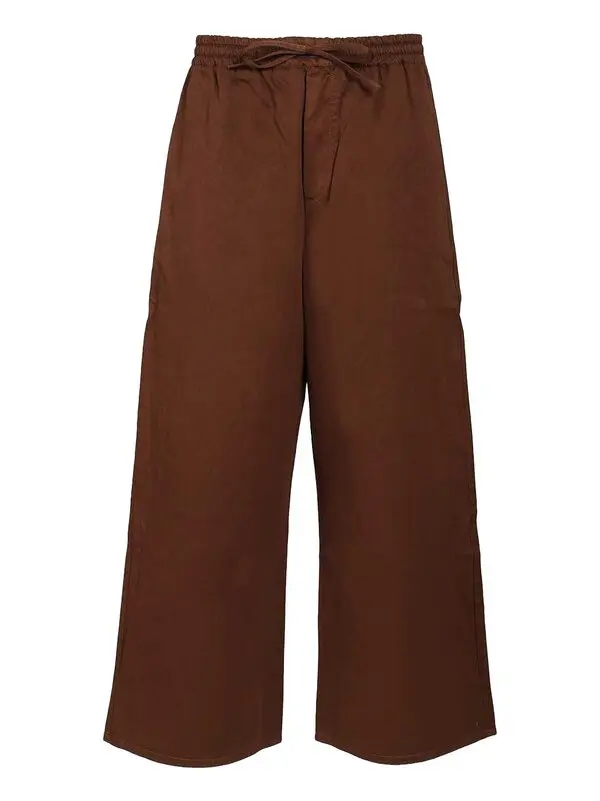 Loewe Cotton Drawstring Cropped Trousers - Brown