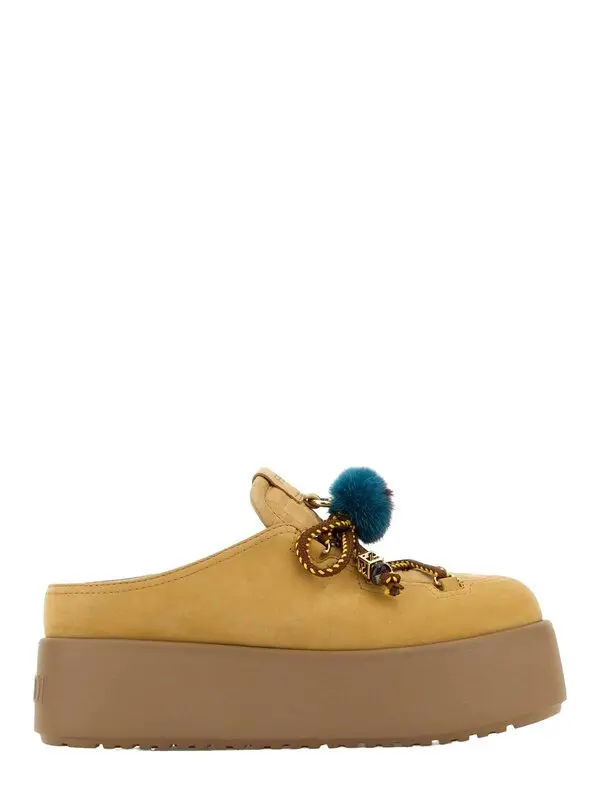 Fendi Beige Nubuck Aprés-chic Mules - Brown