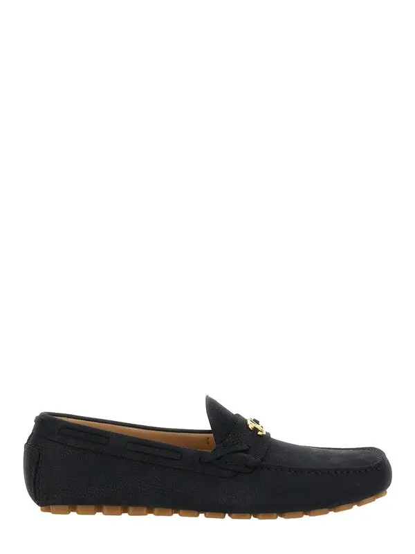 Valentino Garavani Suede Loafers With Vlogo Plaque - Black