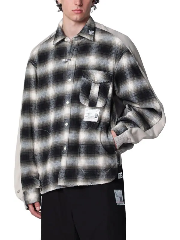 Mihara Yasuhiro Reversible Shirt Jacket In /white French Terry - Black