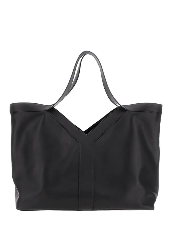 Saint Laurent Tote Bag With Two Top Handles And Hook Closure In Leather - Black