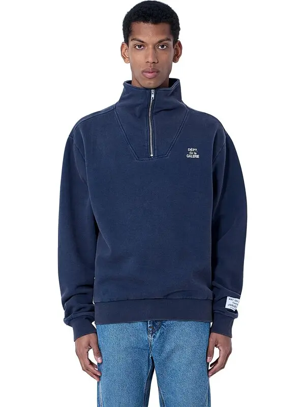 GALLERY DEPT. Cotton Half-zip Sweatshirt With Embroidered Logo - Blue