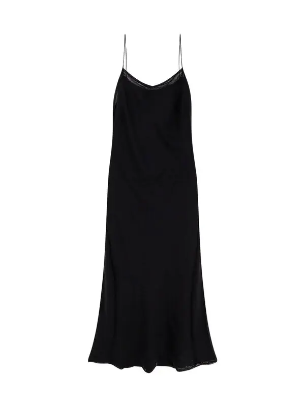 TOTEME Long Silk Dress With Tulle Trim - Black